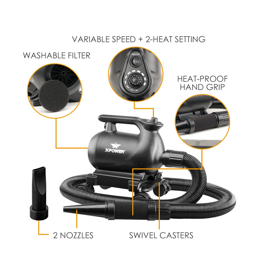 XPOWER A-12 Professional Car Dryer Blower w/2 heat settings and Mobile ...